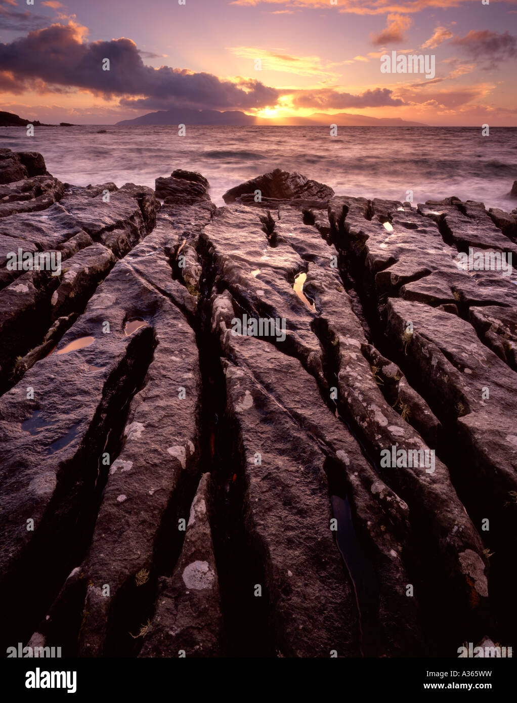 Sunset over Rum from Elgol, Isle of Skye Stock Photo - Alamy