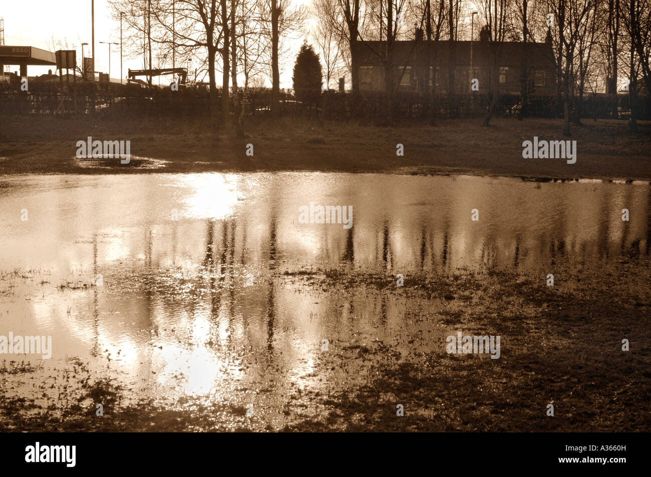 Water Logged Playing Fields In A Park In Staffordshire (UK Stock Photo ...