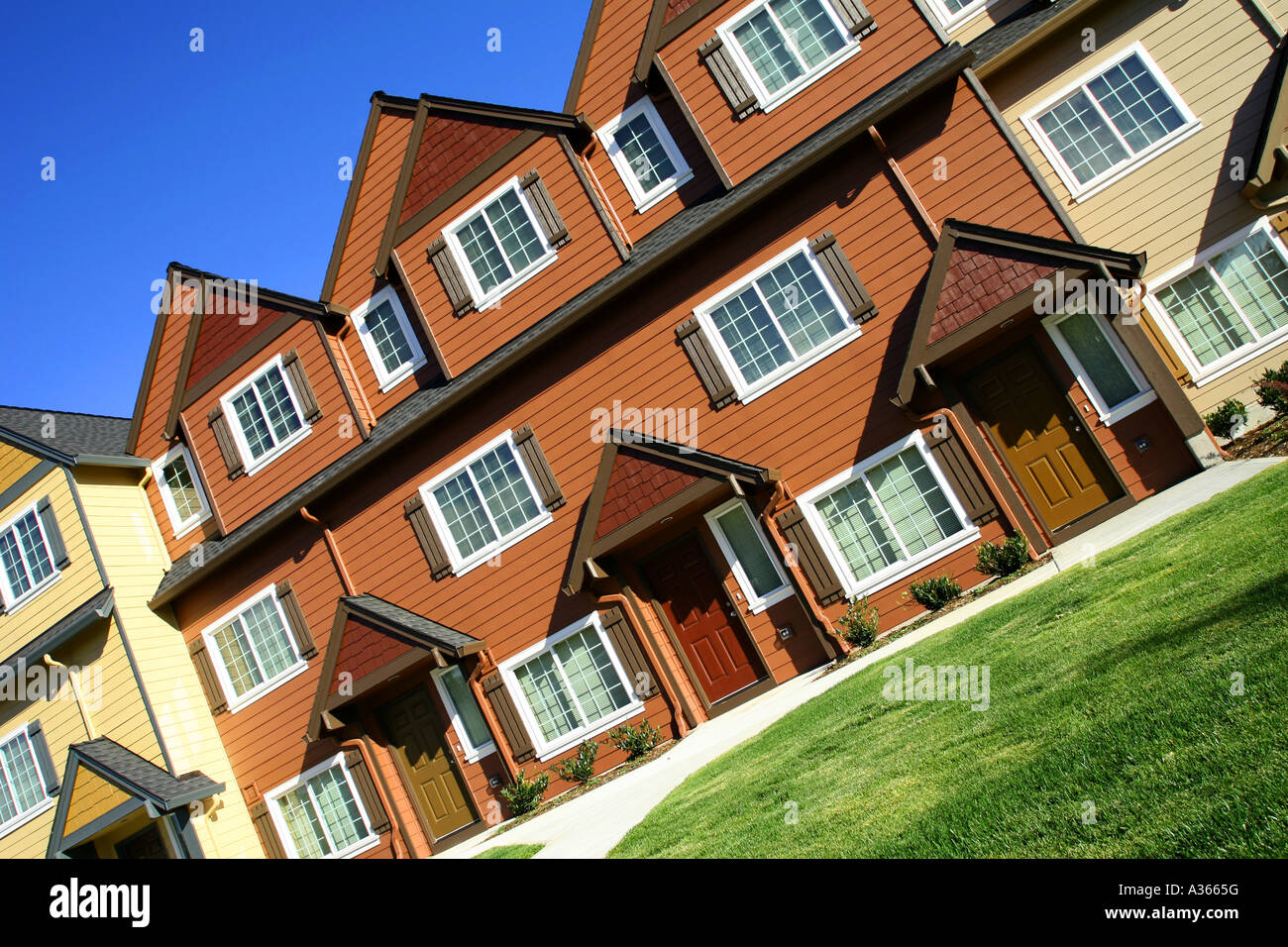 Angled House Row Stock Photo - Alamy