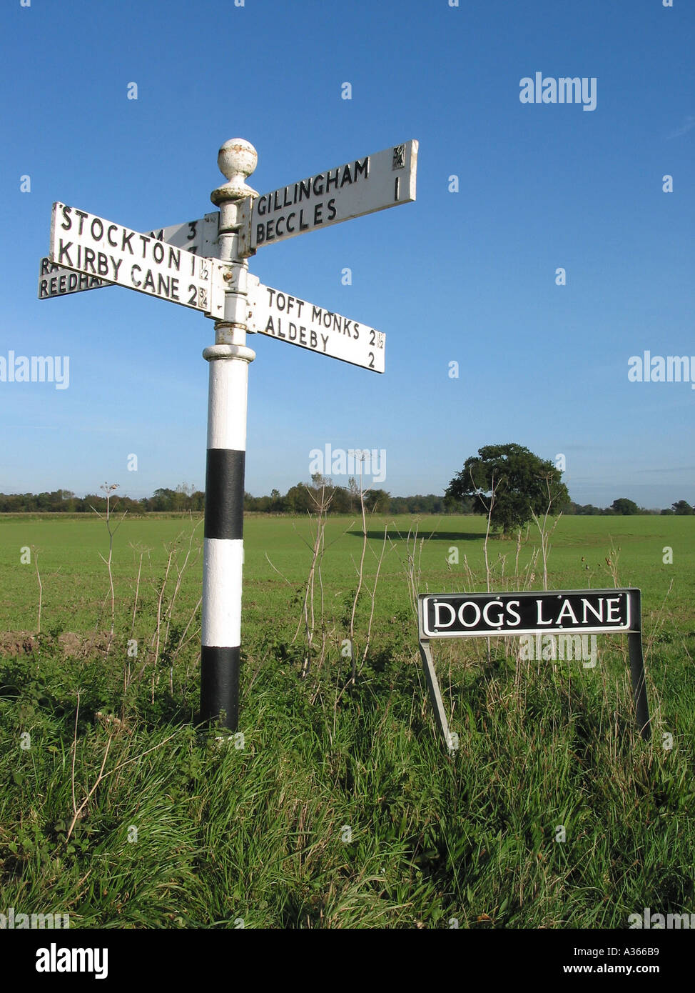 Typical English Countryside Scene Road Sign Norfolk England Great ...