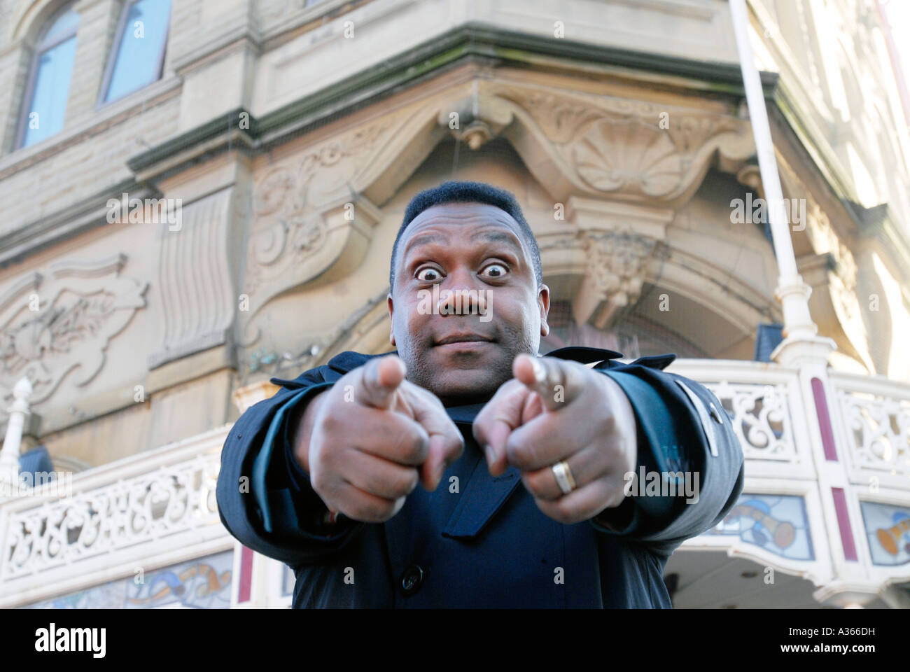 Comedian and actor Lenny Henry outside the Grand Theatre Blackpool ...
