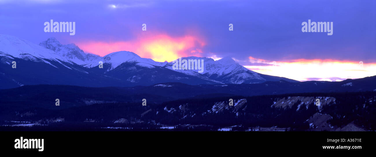 Rocky Mountain sunset Jasper National Park Alberta Canada Stock Photo ...