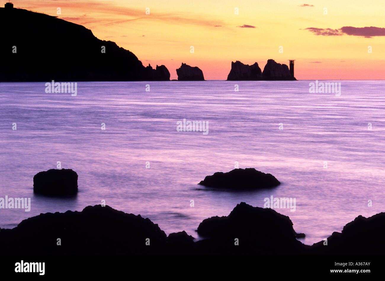 Silhouette view needles isle wight hi-res stock photography and images ...