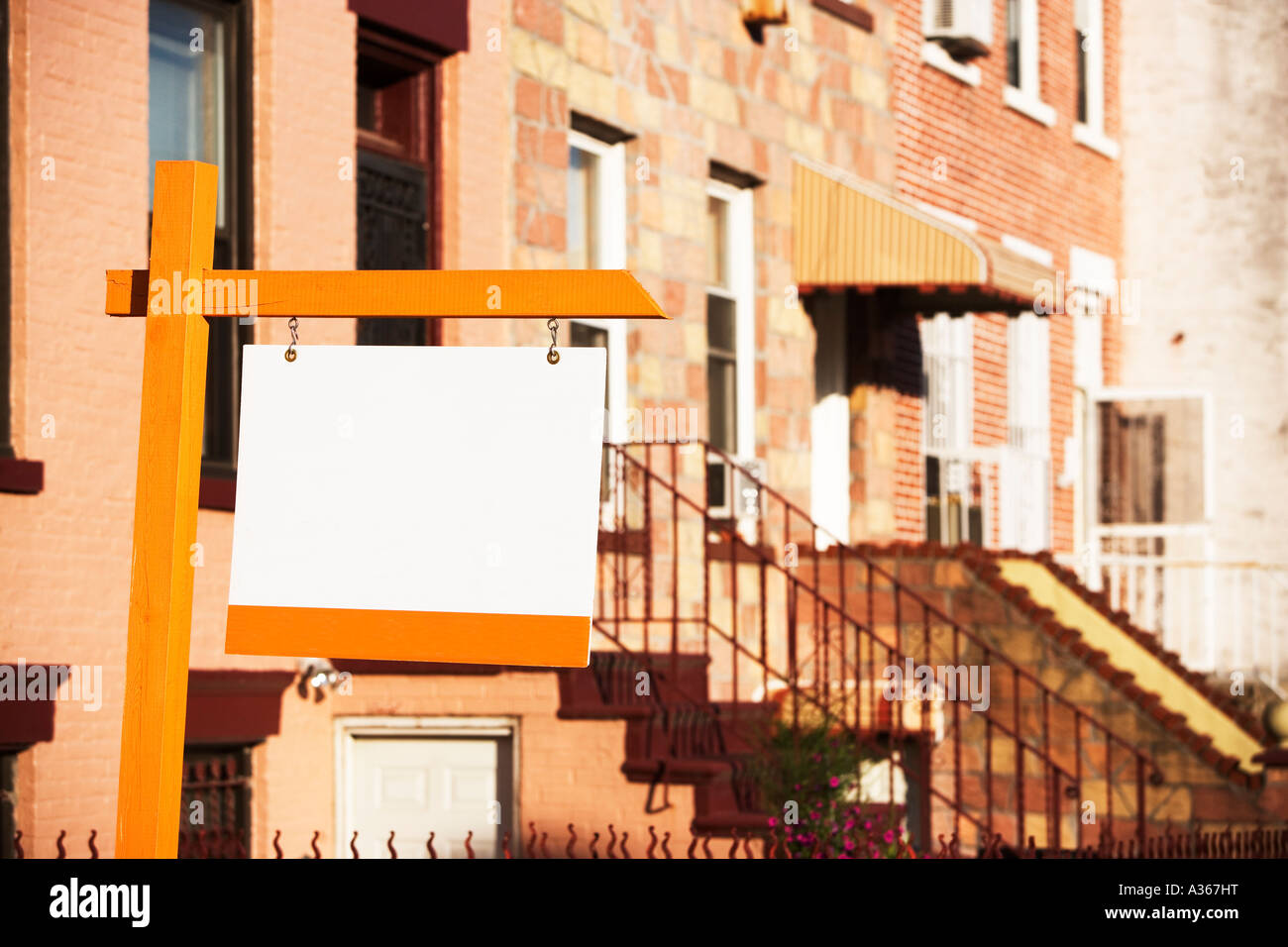 real estate, sign, copy space, architecture, brownstones, New York City ...