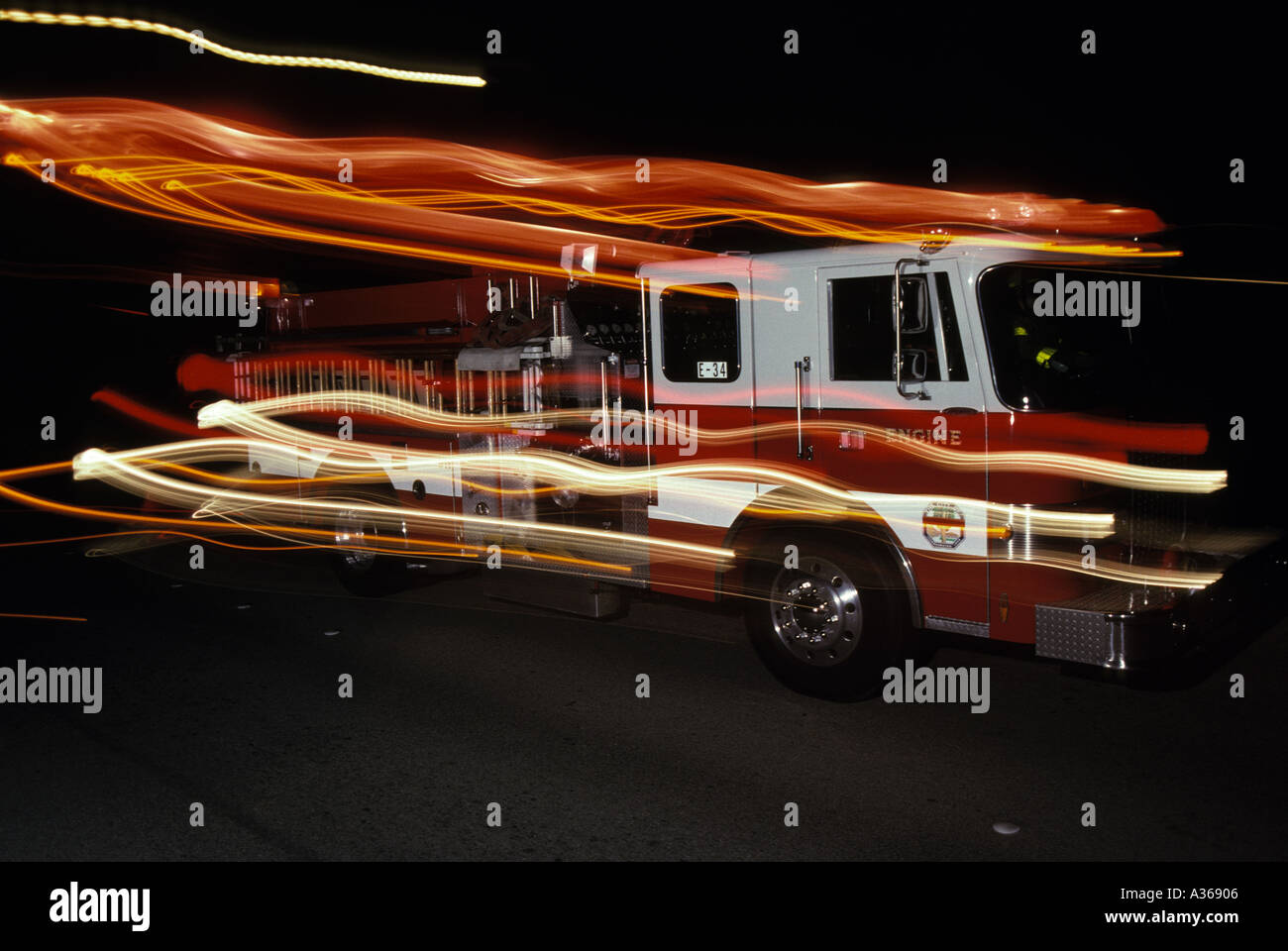 fire engine on way to fire Stock Photo - Alamy