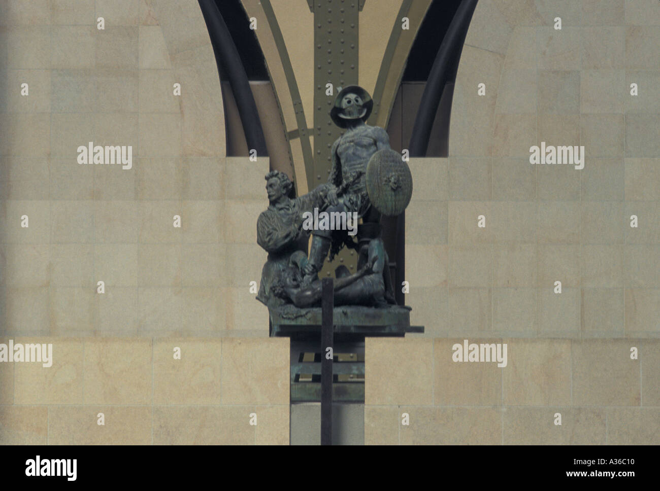 Death figure in armor on a column Stock Photo - Alamy