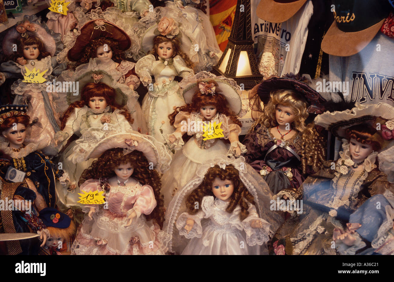 Shop window filled with dolls Stock Photo - Alamy