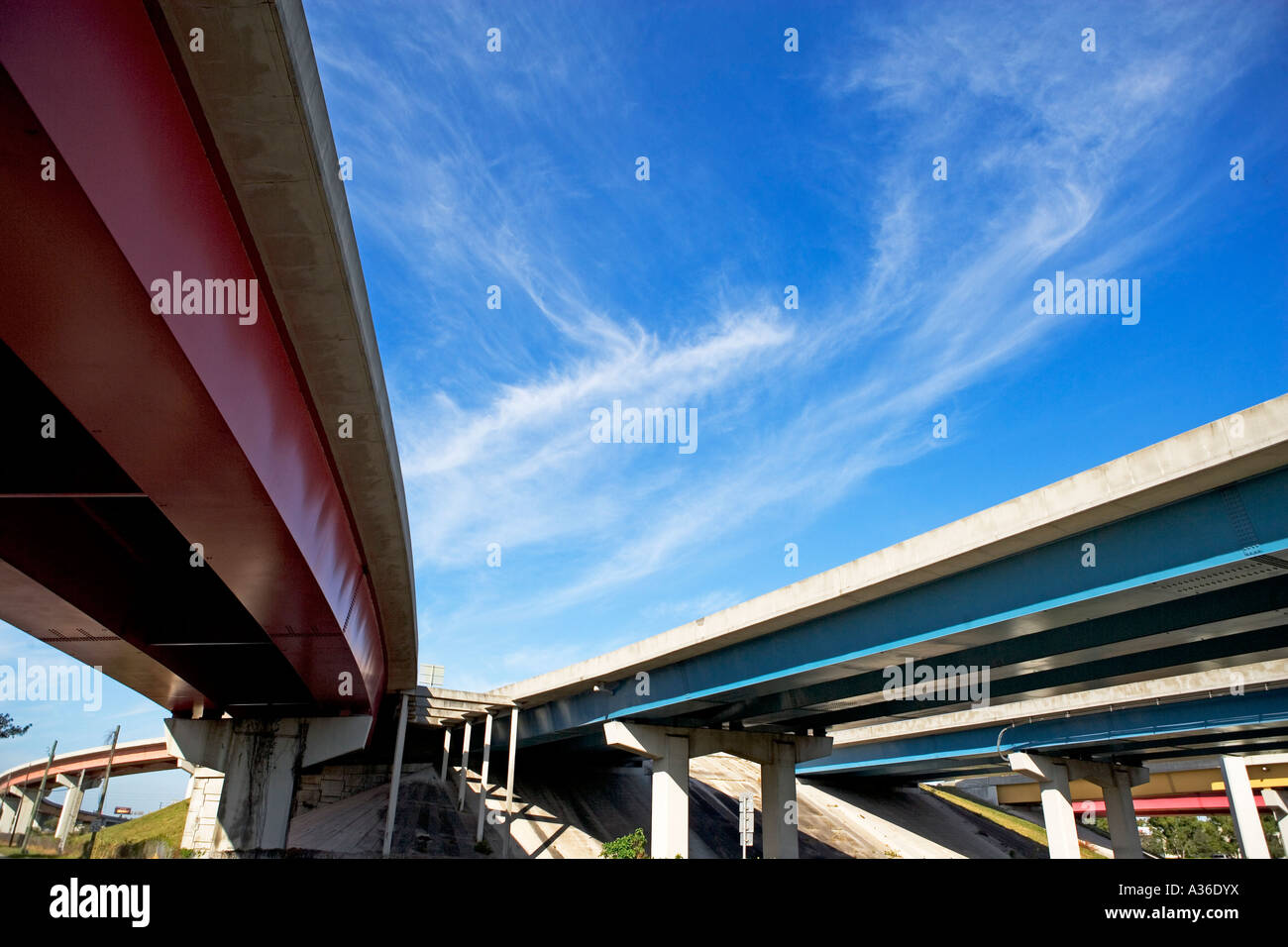 Road signs over overpass hi-res stock photography and images - Alamy