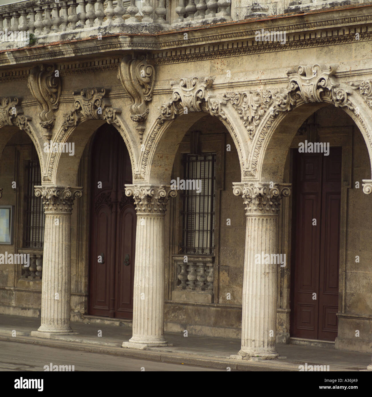 Stone columns of a building Havana Cuba Stock Photo - Alamy