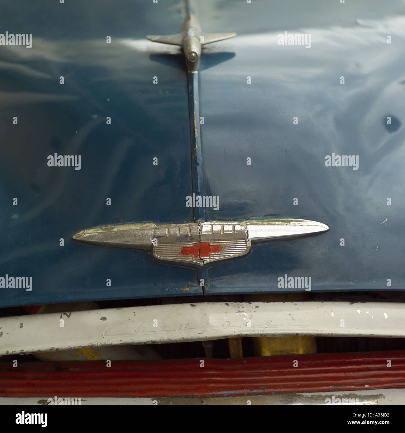 Close up of the hood ornament on the bonnet of a car Havana Cuba Stock ...