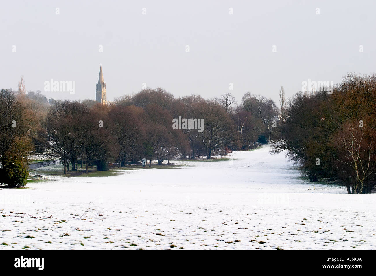Snow falls in Redhill Surrey Photograph Malcolm Case Green Stock Photo ...