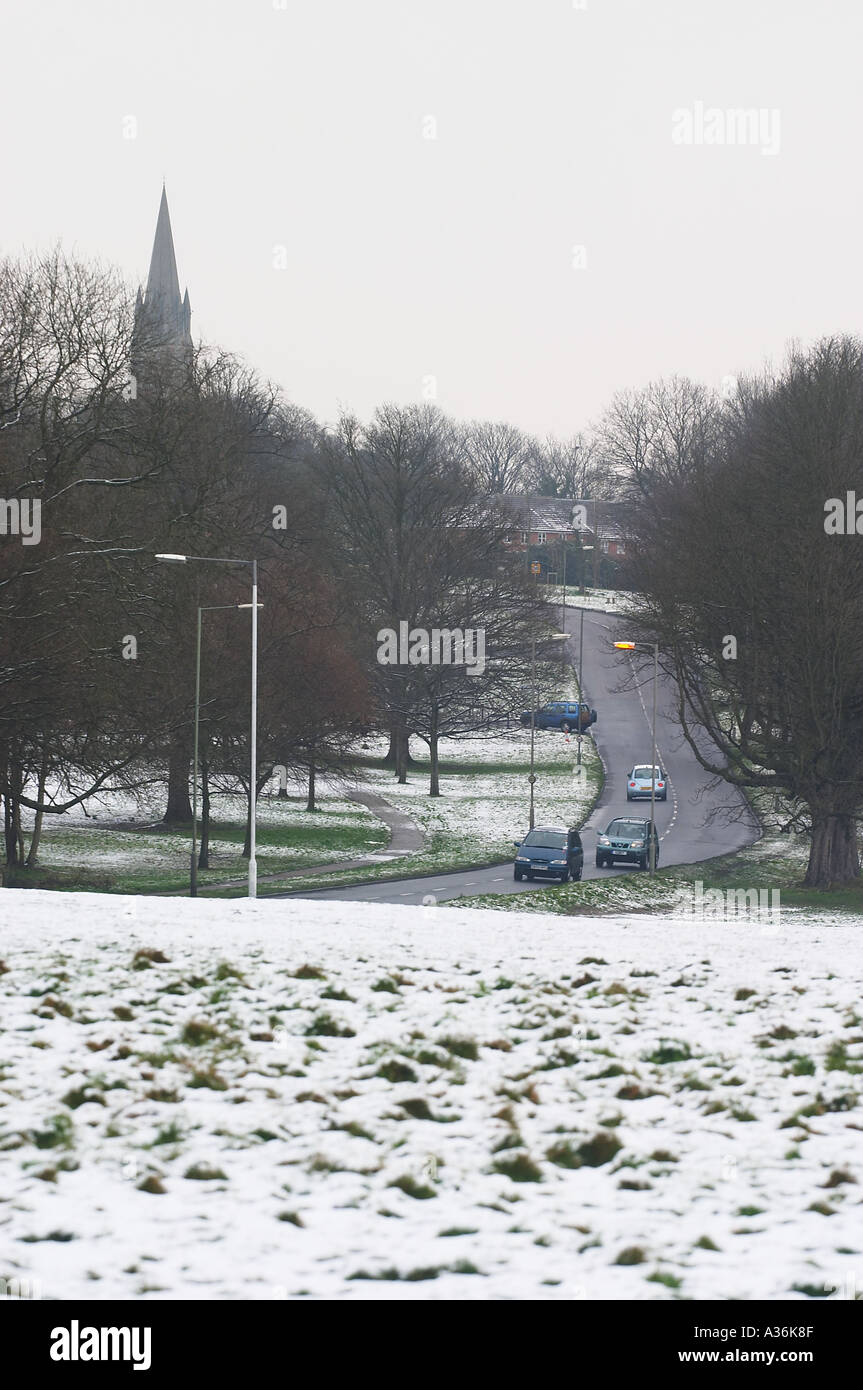 Snow falls in Redhill Surrey Photograph Malcolm Case Green Stock Photo ...