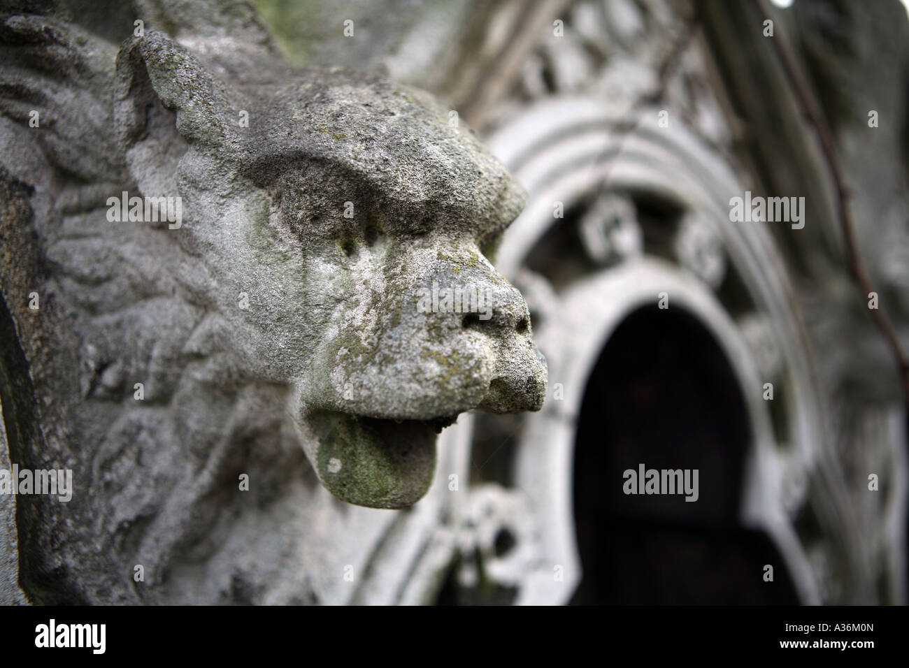 Gargoyle on tomb, Kensal Green Cemetery, London UK Stock Photo - Alamy