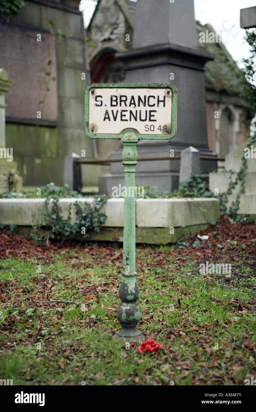 Avenue sign, Kensal Green Cemetery, London UK Stock Photo - Alamy