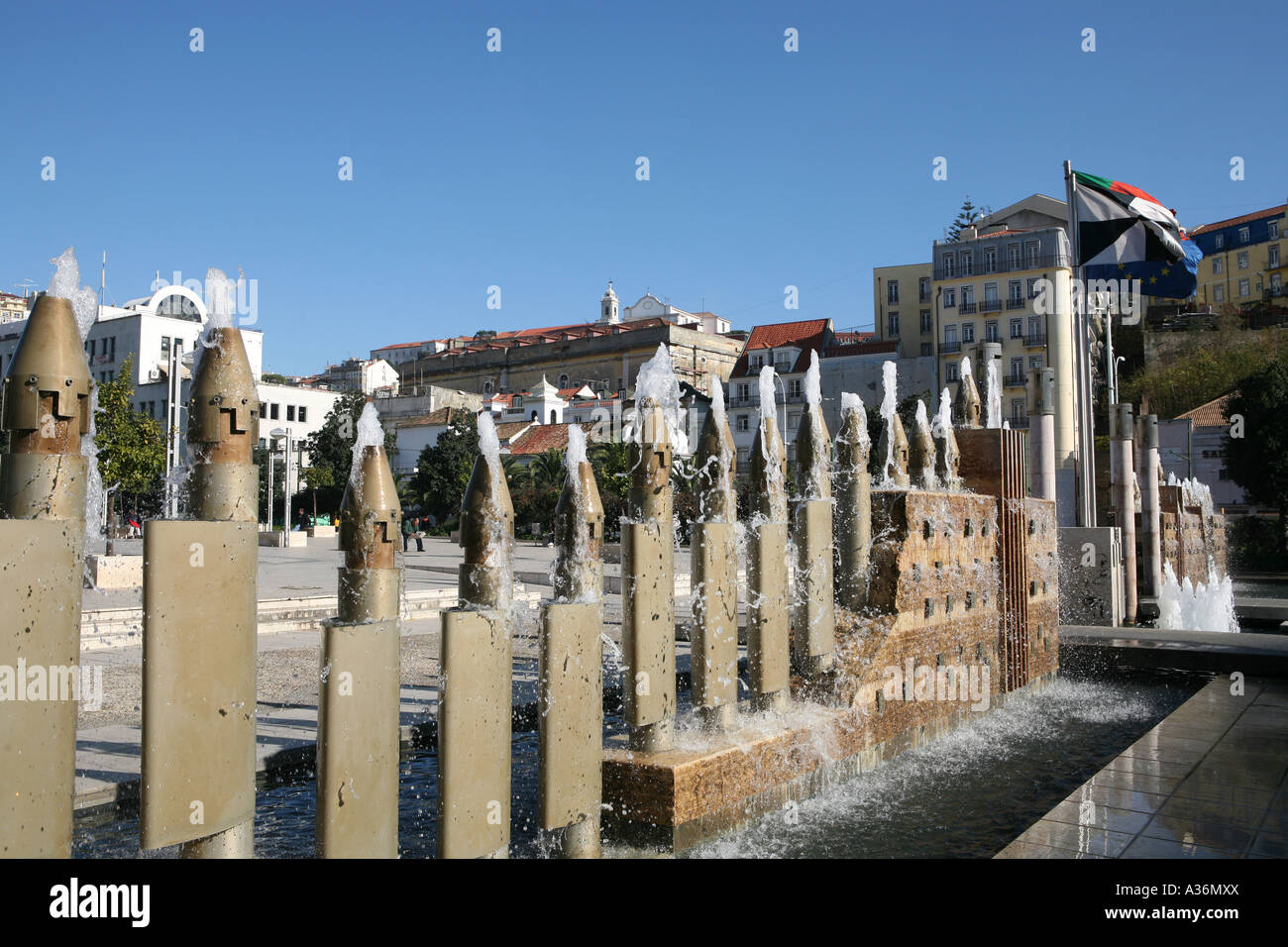 Water features in a square in lisbon portugal Stock Photo - Alamy