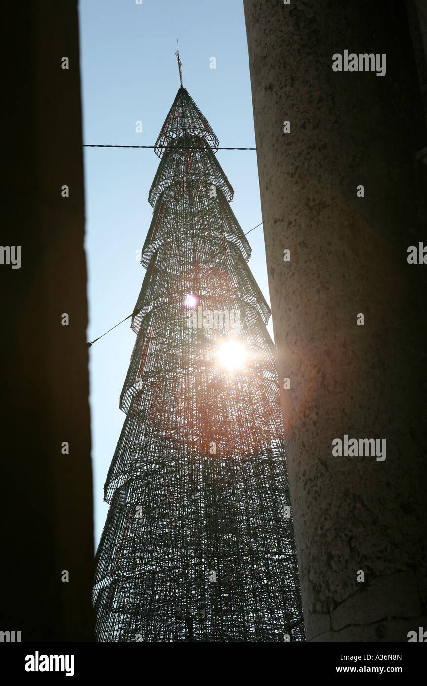 A silluette of the famous lisbon christmas tree, portugal Stock Photo ...