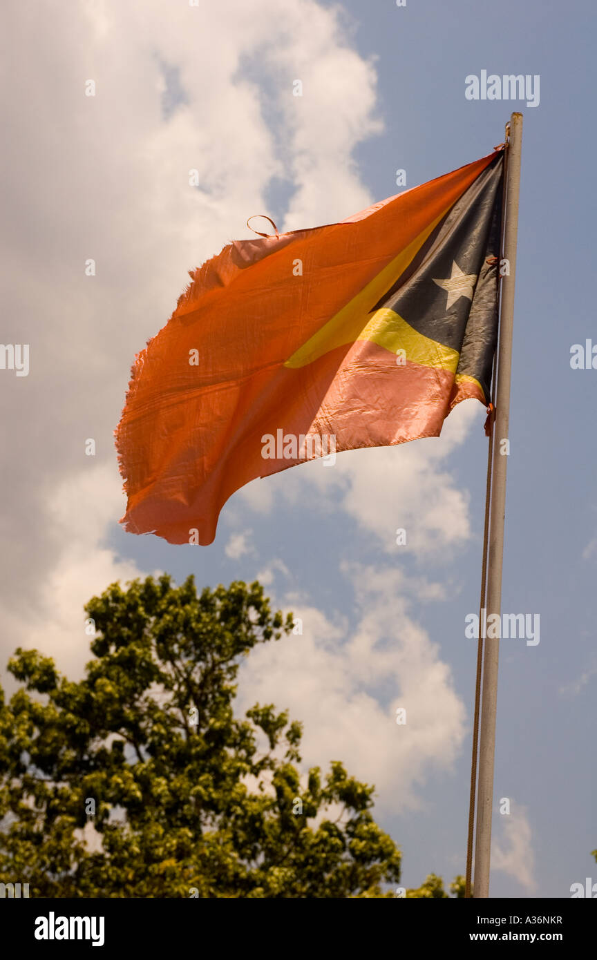 East Timorese flag Stock Photo - Alamy