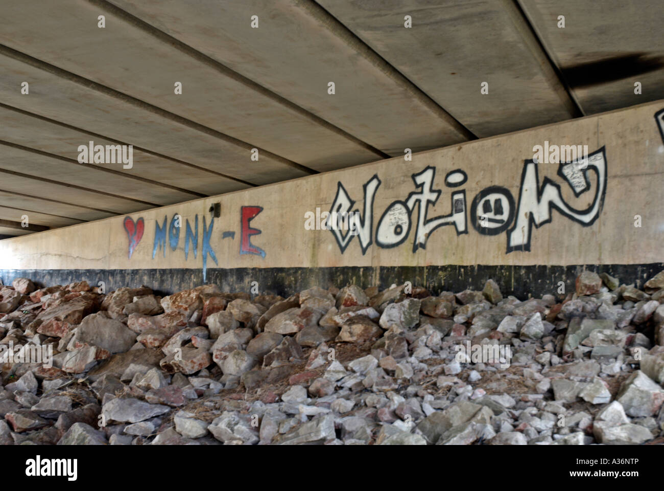 Graffiti Art The work of graffiti artists underneath a road bridge ...