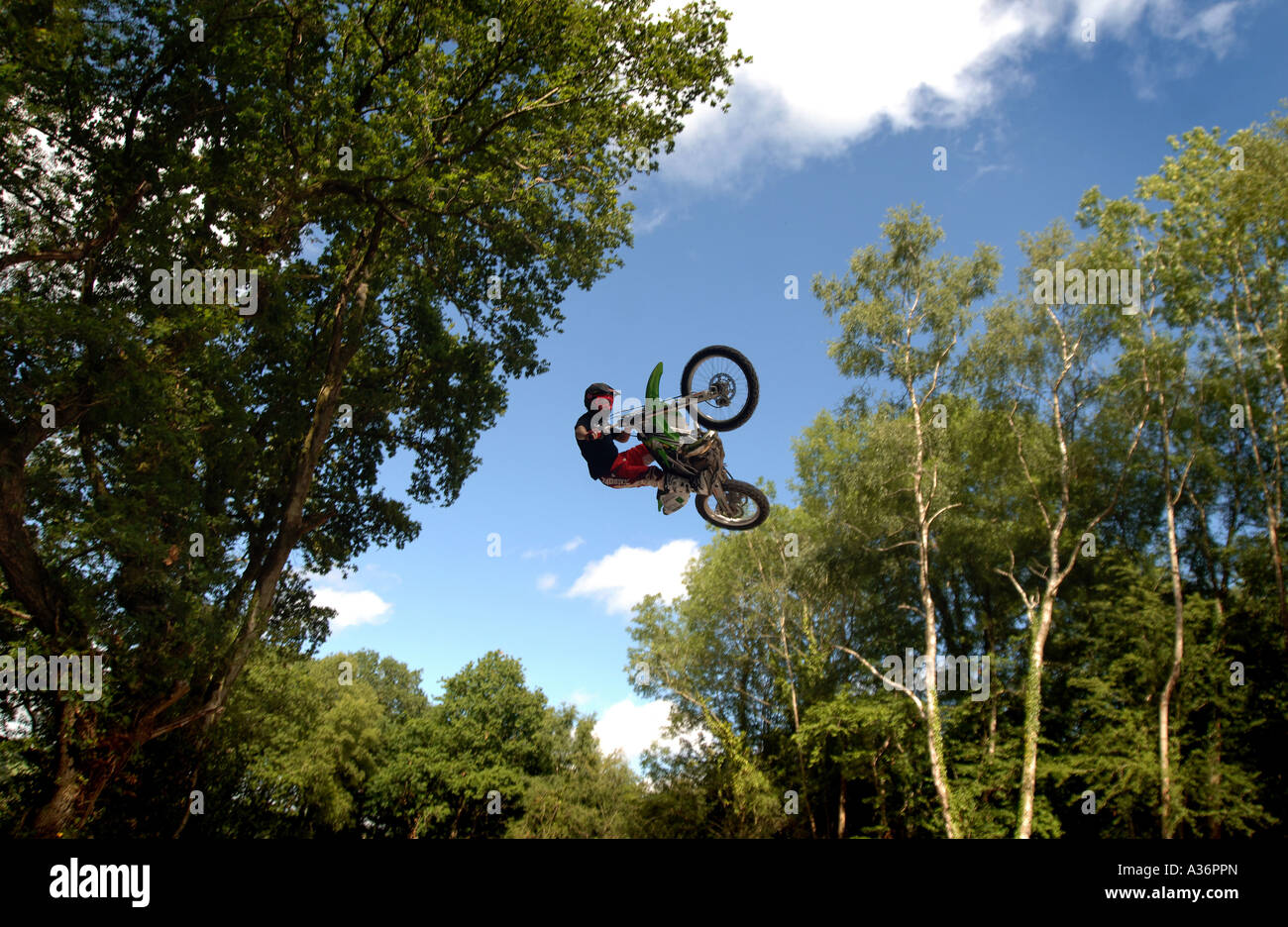 Professional FMX rider Jason Squibb pictured in Tedburn St Mary Devon ...