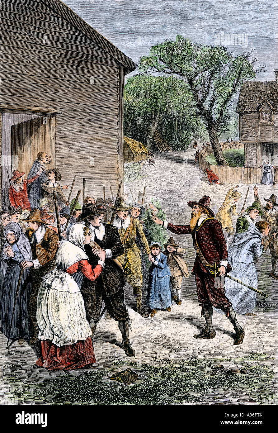 William Goffe rallying the colonists of Hadley Massachusetts during ...