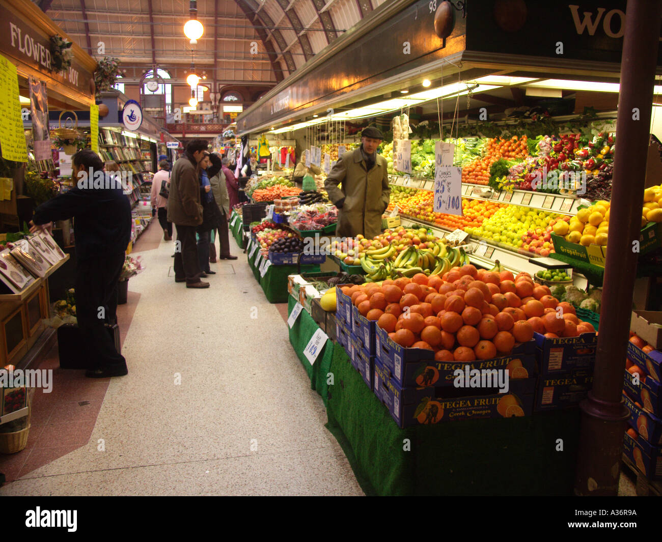 Derby market stalls England Stock Photo - Alamy