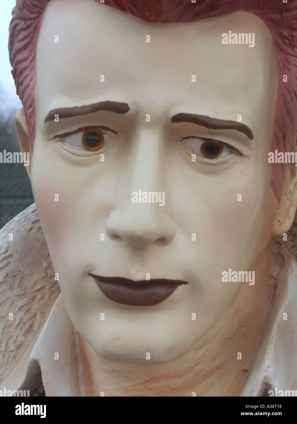 James Dean face in concrete in a garden centre Stock Photo - Alamy