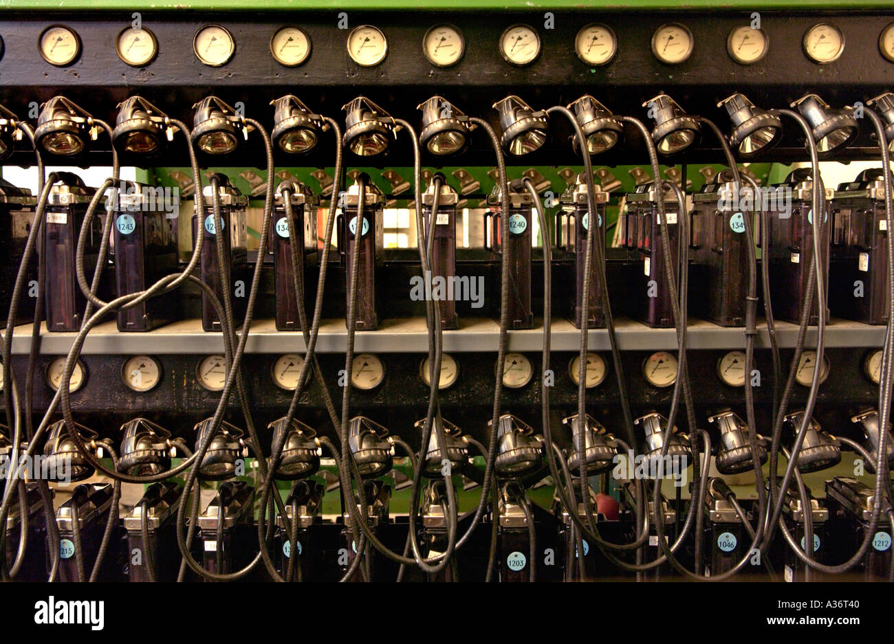 Miners lamps on charge in the lamp room at Big Pit National Coal Museum ...