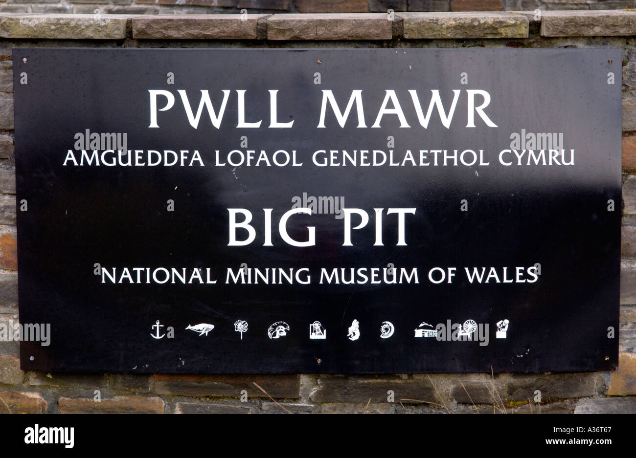 Display at entrance to Big Pit National Coal Museum Blaenavon South ...