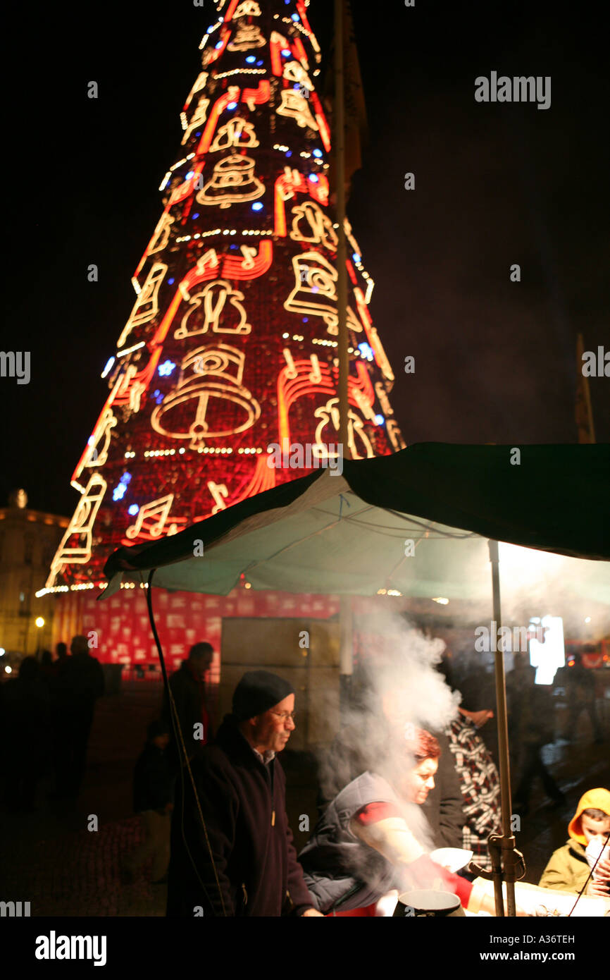 A giant christmas tree in a square in lisbon, portugal Stock Photo - Alamy