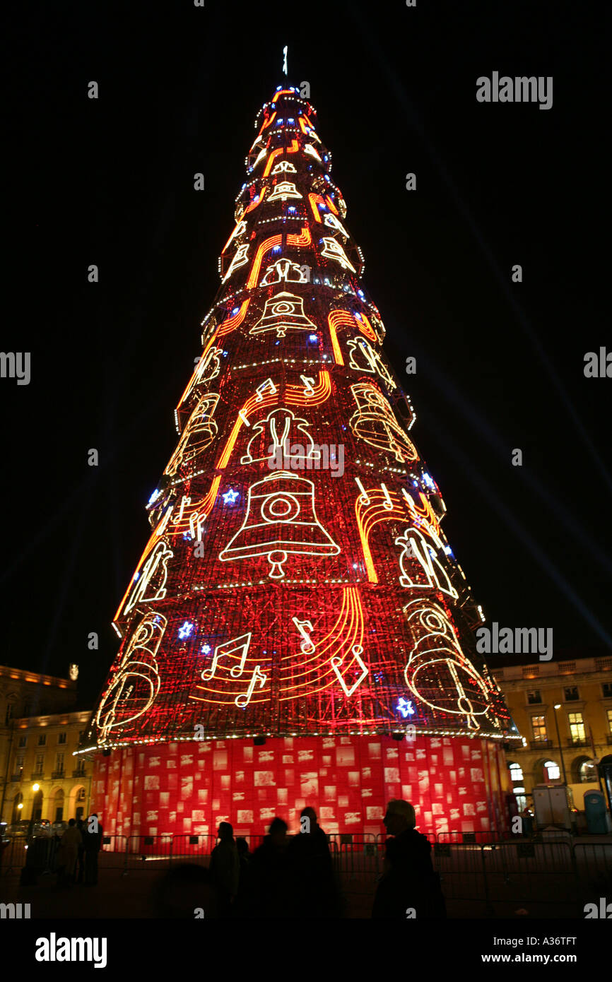 A giant christmas tree in a square in lisbon, portugal Stock Photo - Alamy