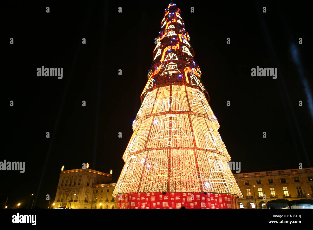 A giant christmas tree in a square in lisbon, portugal Stock Photo - Alamy
