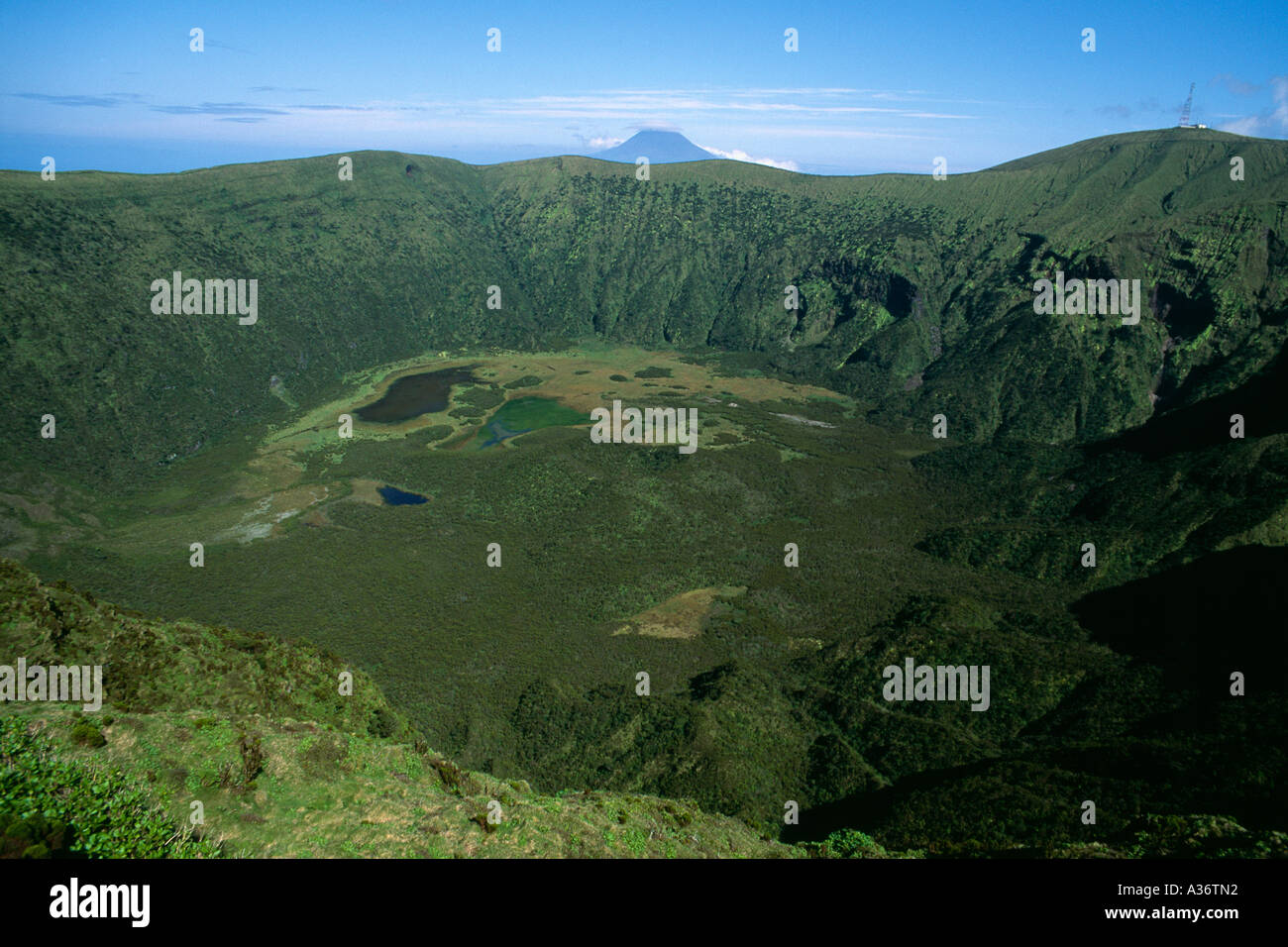 Caldeira of Volcano Faial Island Azores Stock Photo - Alamy