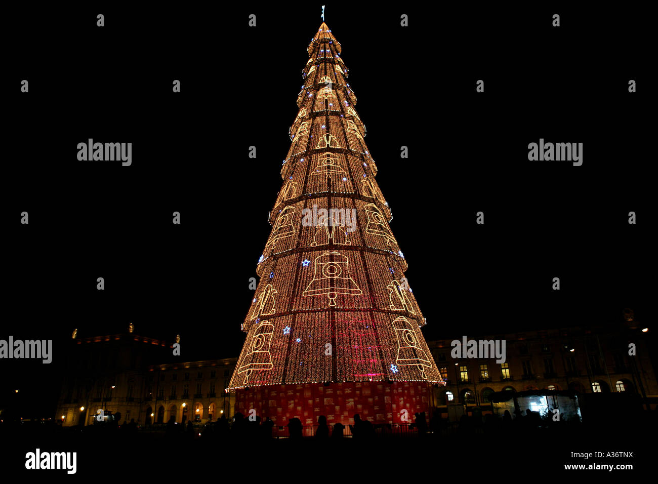 A giant christmas tree in a square in lisbon, portugal Stock Photo - Alamy