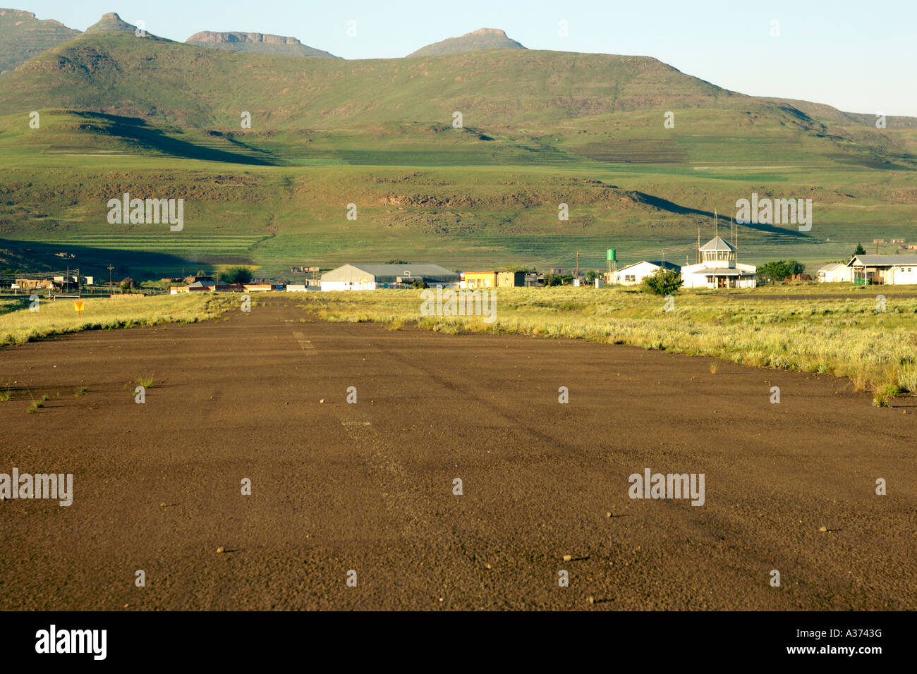 The airfield in the mountain village of Semonkong in Lesotho Stock ...