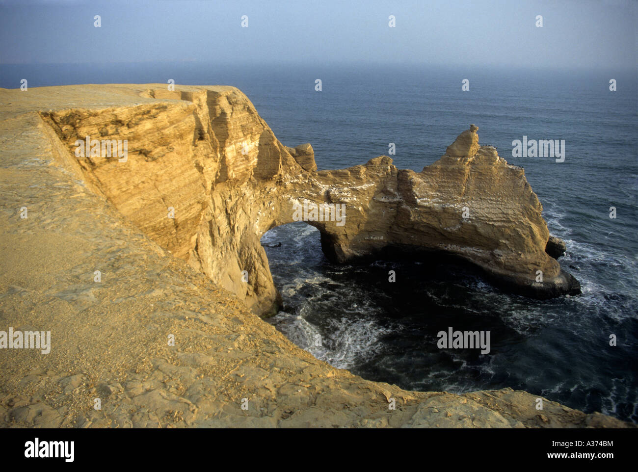 La Catedral rock arch, Paracas National Reserve, near Pisco, Ica Region ...