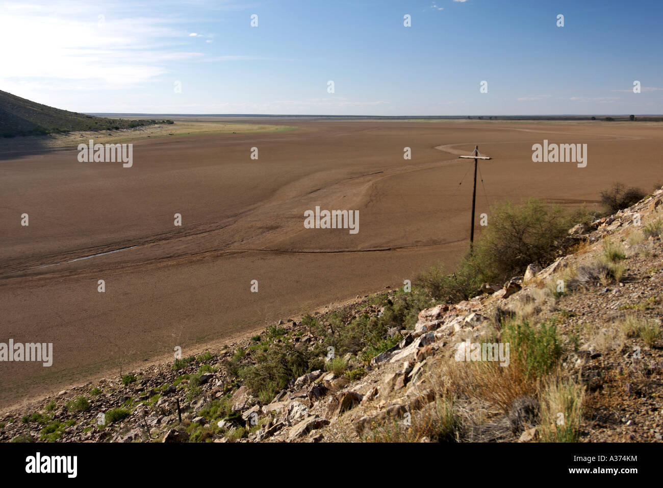 The dried up Beervlei dam between Uniondale and Aberdeen along the N9 ...