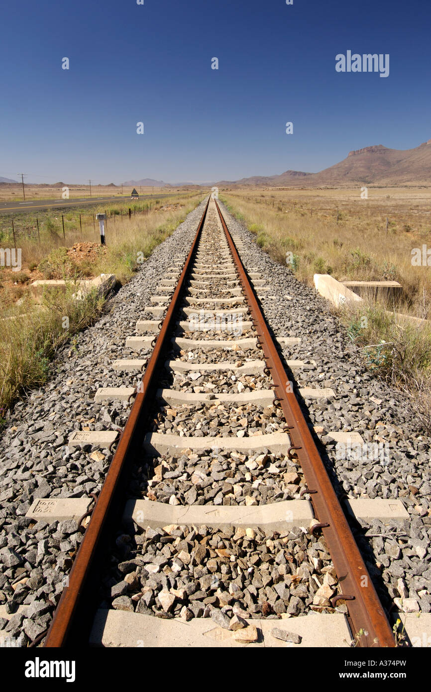 Railway line between Graaf Reinet and Middelburg in the Karoo region of ...