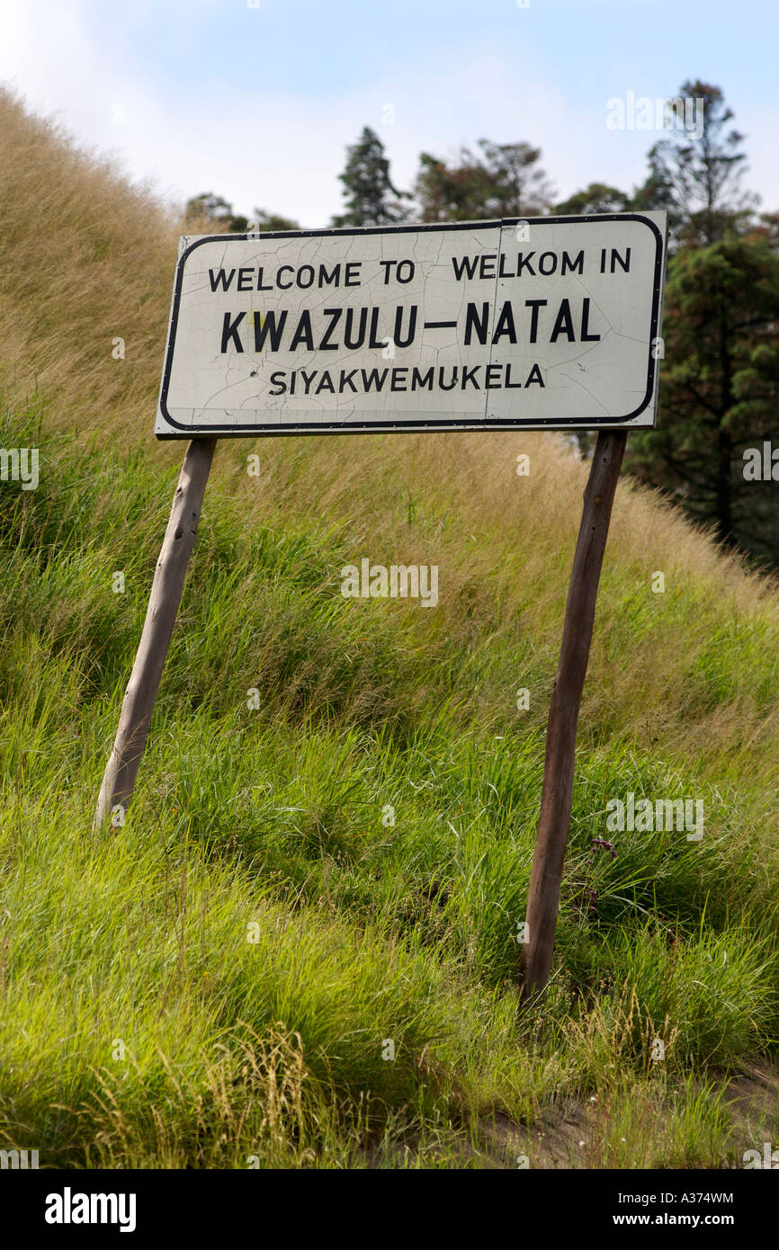 Welcome to KwaZulu-Natal sign on the provincial border in South Africa ...