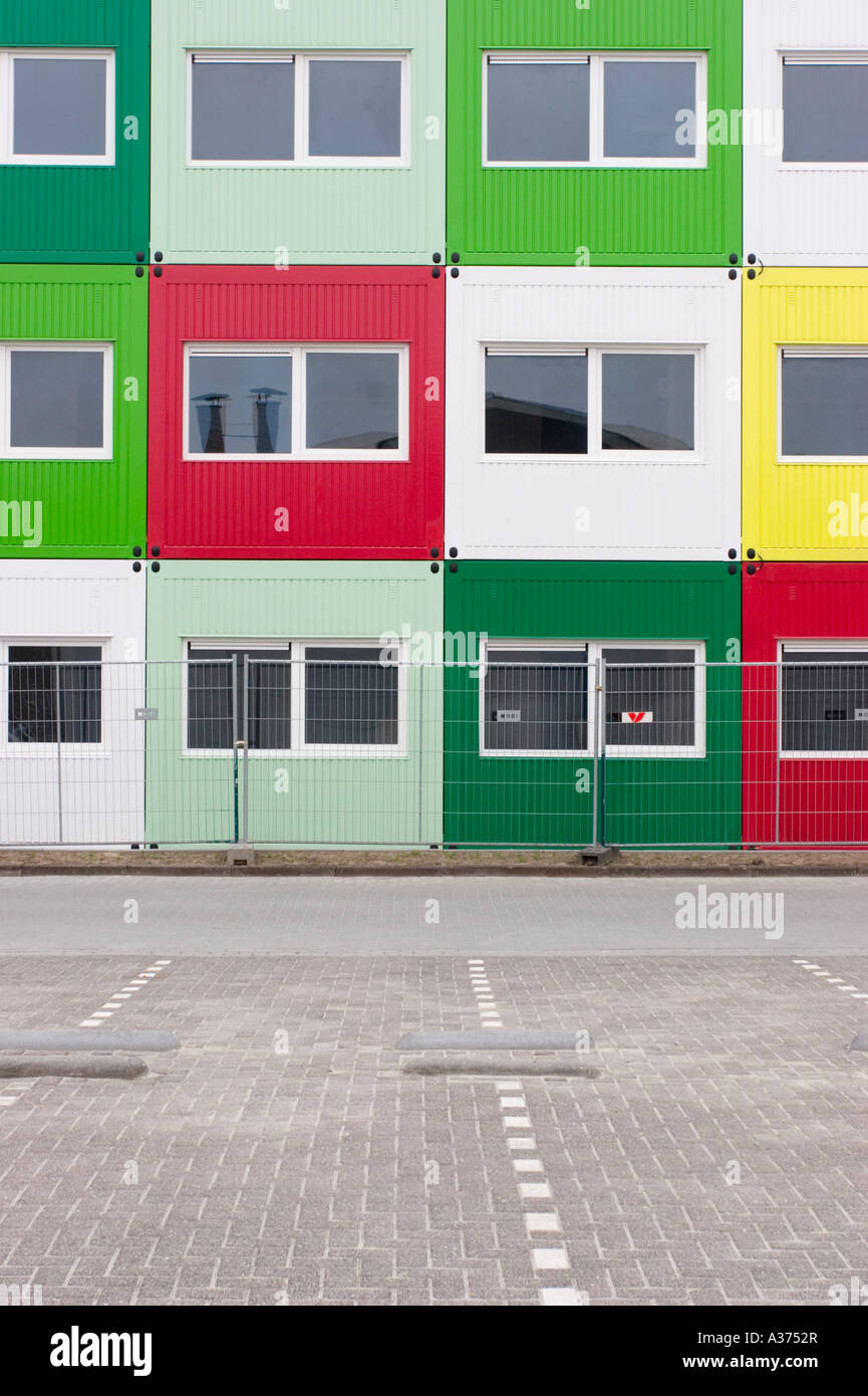 Colorful, temporary student housing in modified sea containers with ...