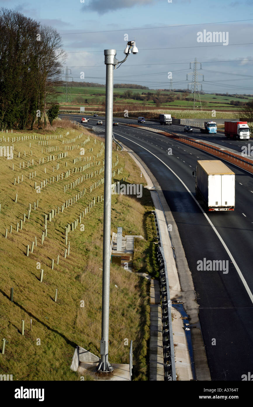 Police Surveillance Camera Beside Busy Motorway England with traffic ...