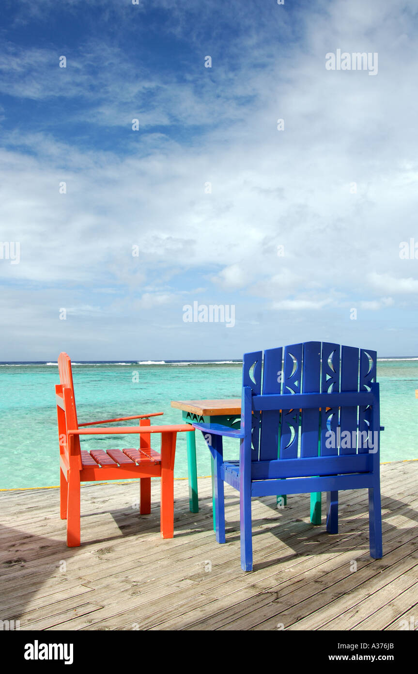Table with a view overlooking Rarotonga s fringing reef Cook Islands ...
