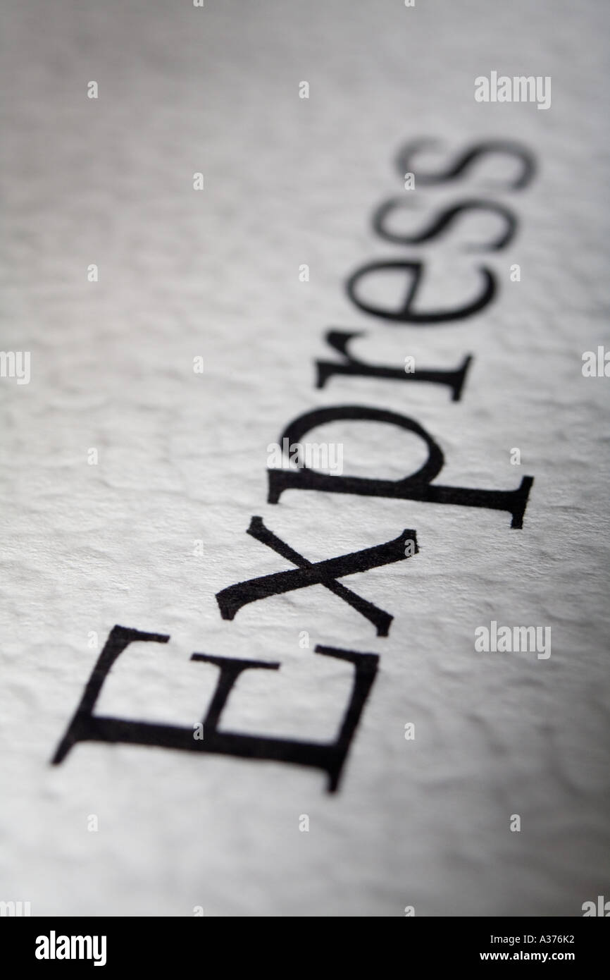 the word express printed on to texture paper Stock Photo - Alamy
