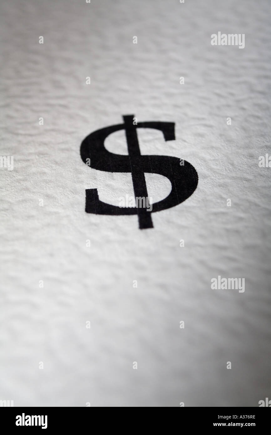 the symbol $ printed on to texture paper Stock Photo - Alamy