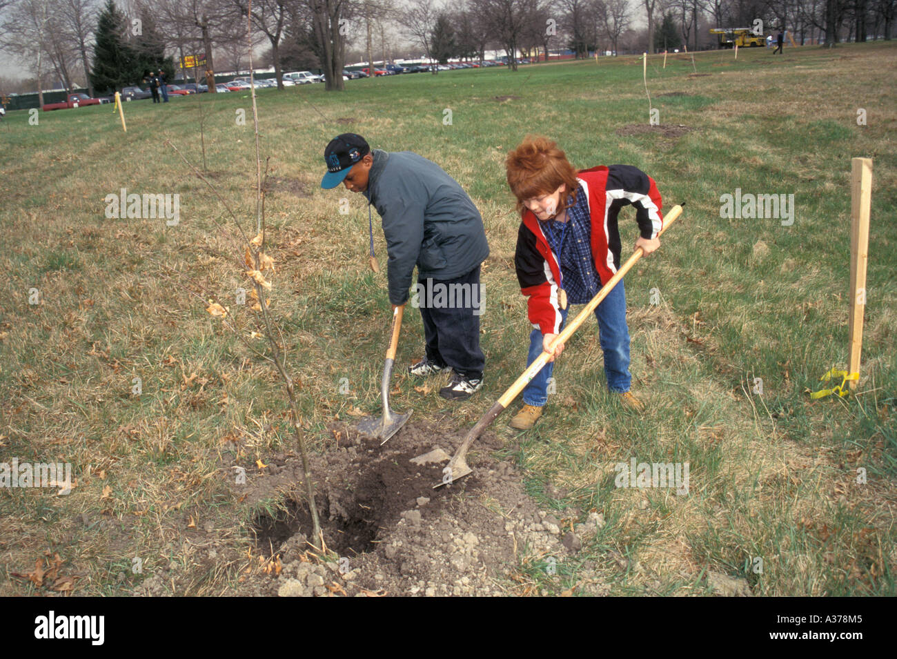 School children planting tree hi-res stock photography and images - Alamy