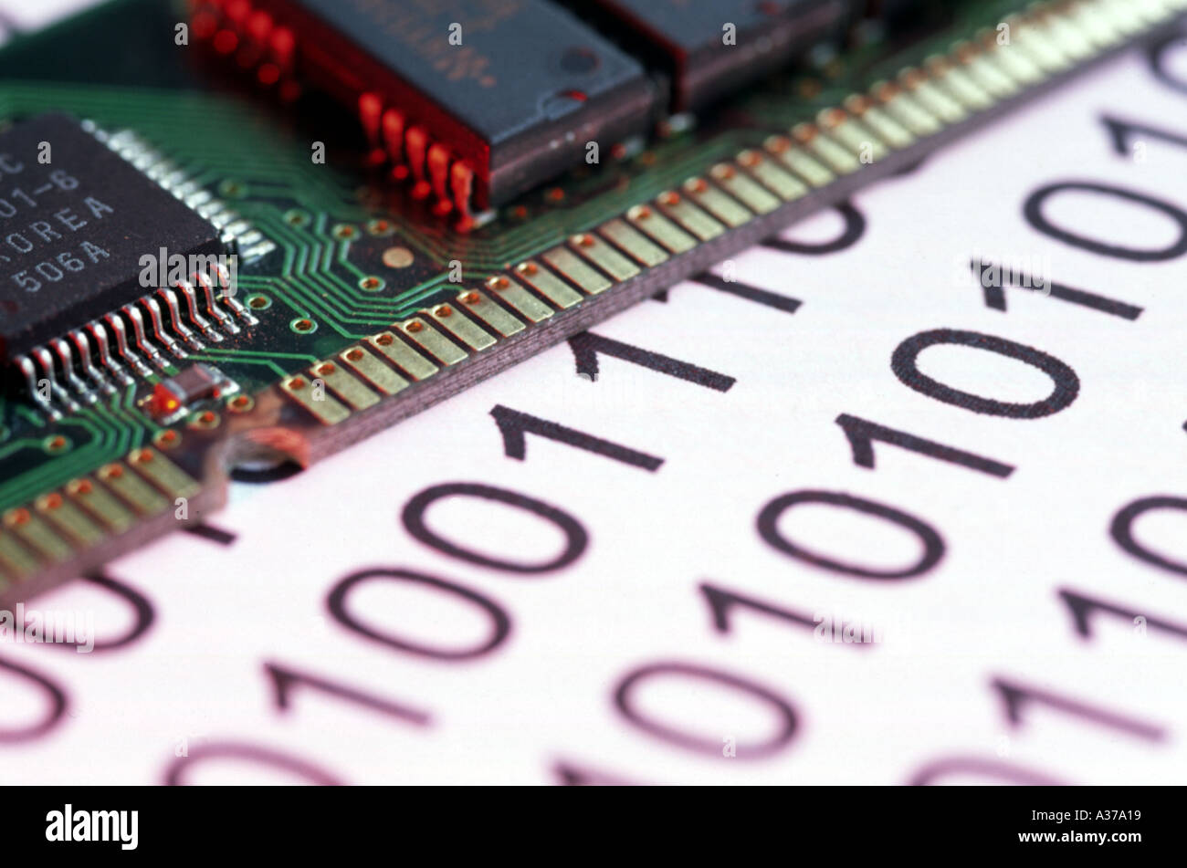 Binary code numbers and Memory on white background Stock Photo - Alamy