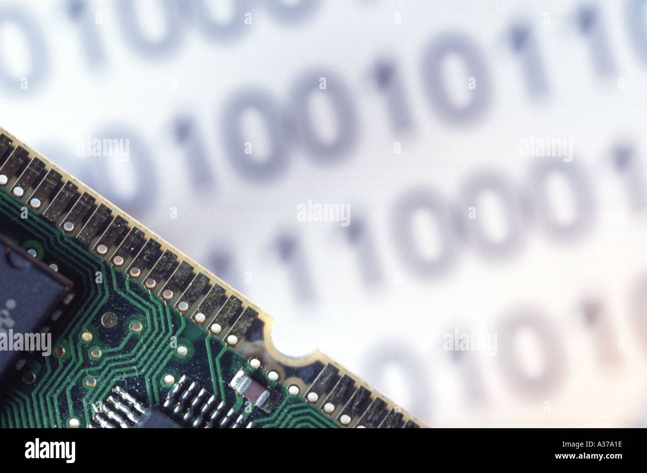 Binary code numbers and ram memory on white background Stock Photo - Alamy
