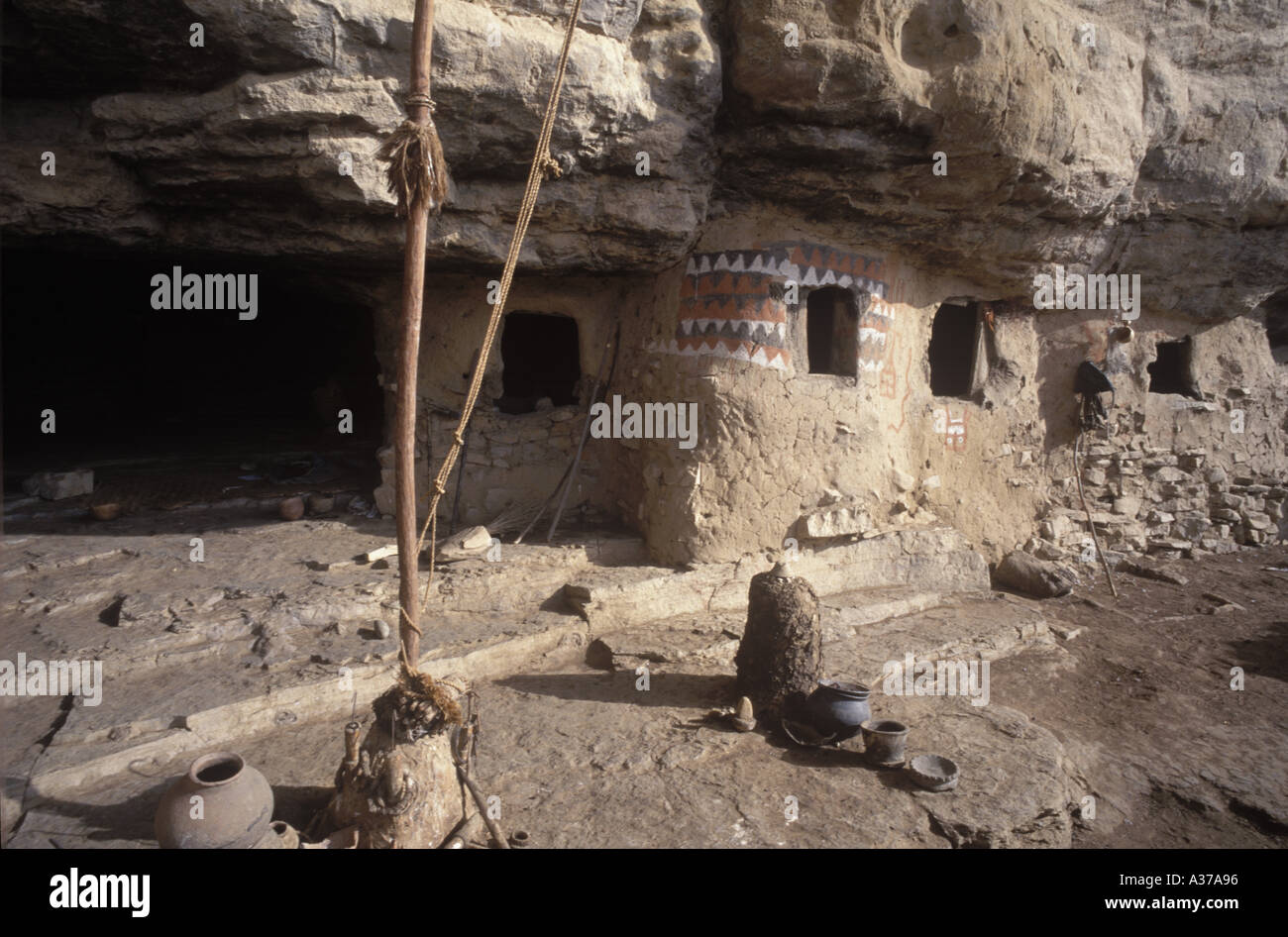 An abandoned Tellem settlement in the hills above a Dogon village Dogon ...