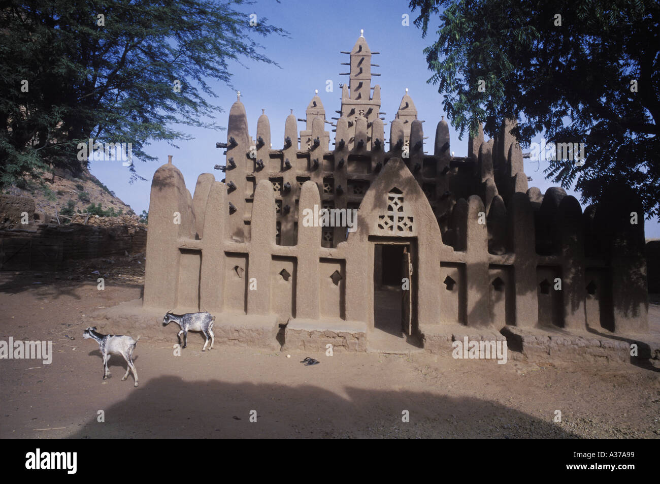 Inside a Dogon village A mud built mosque Dogon region Mali Stock Photo ...