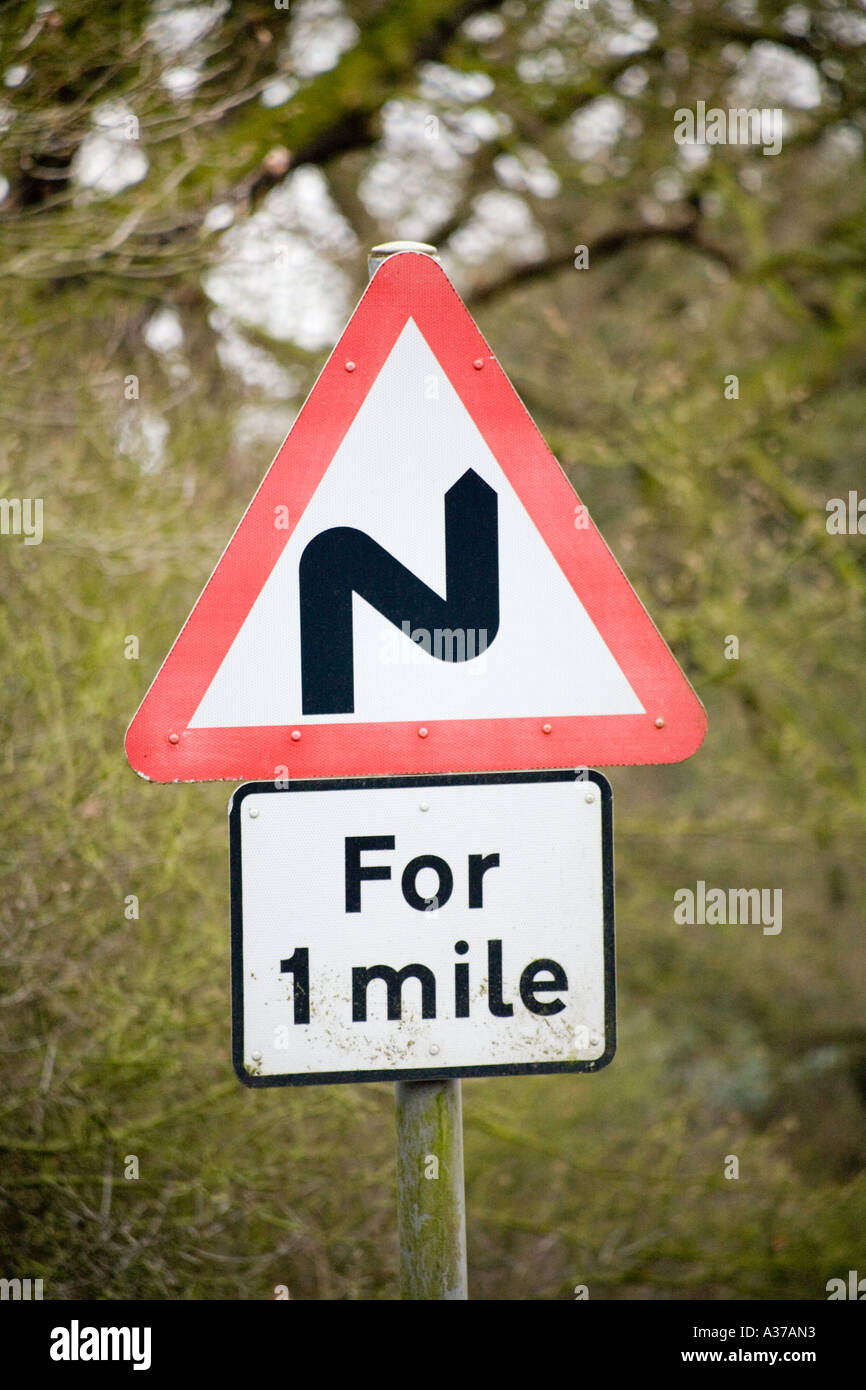 Uk road sign bendy road hi-res stock photography and images - Alamy