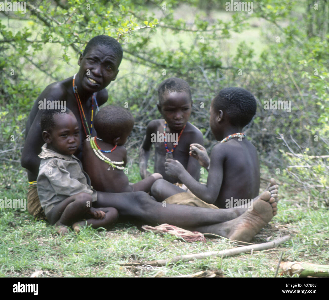 Woman and children from Hadzabe tribe Tanzania Stock Photo - Alamy